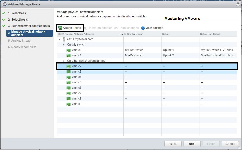 Add Uplinks to vSphere Distributed Switch | Mastering VMware