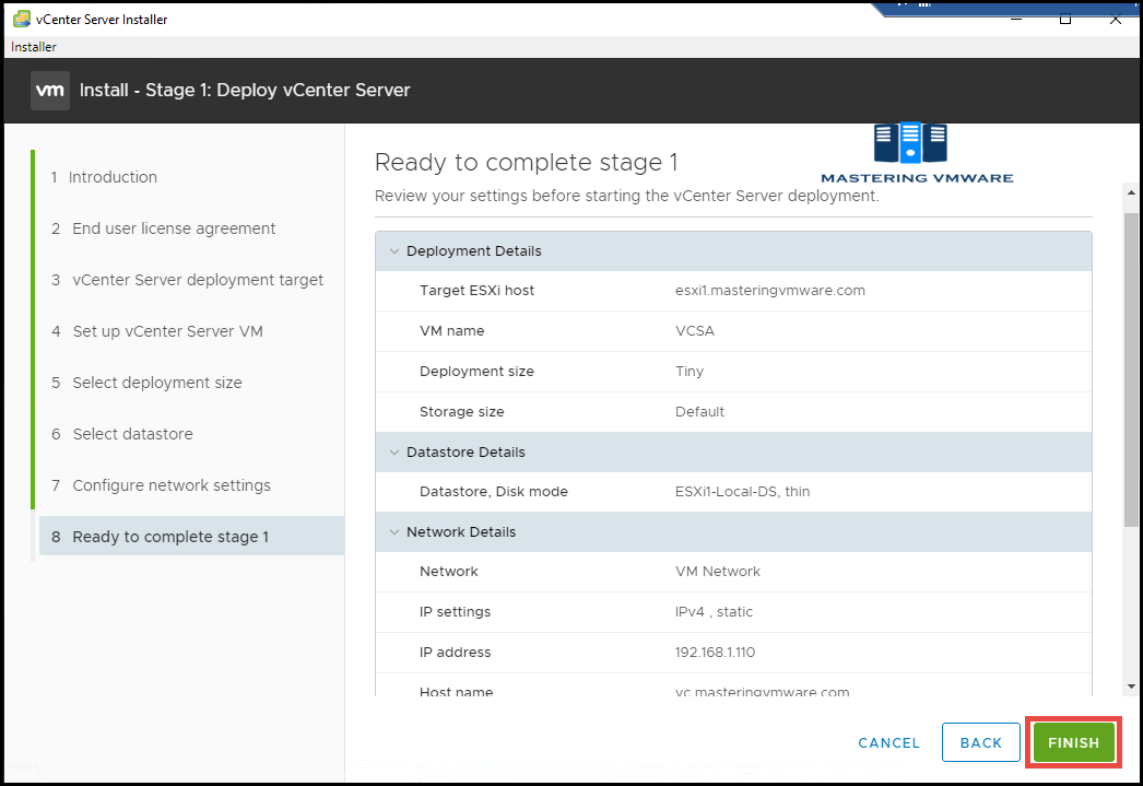 Install vCenter Server 7 step by step | Mastering VMware