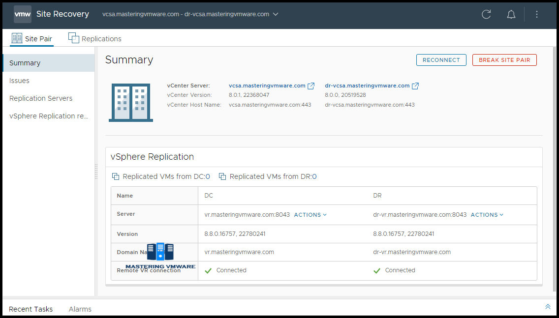 How to Configure Site Pair in vSphere Replication | Mastering VMware